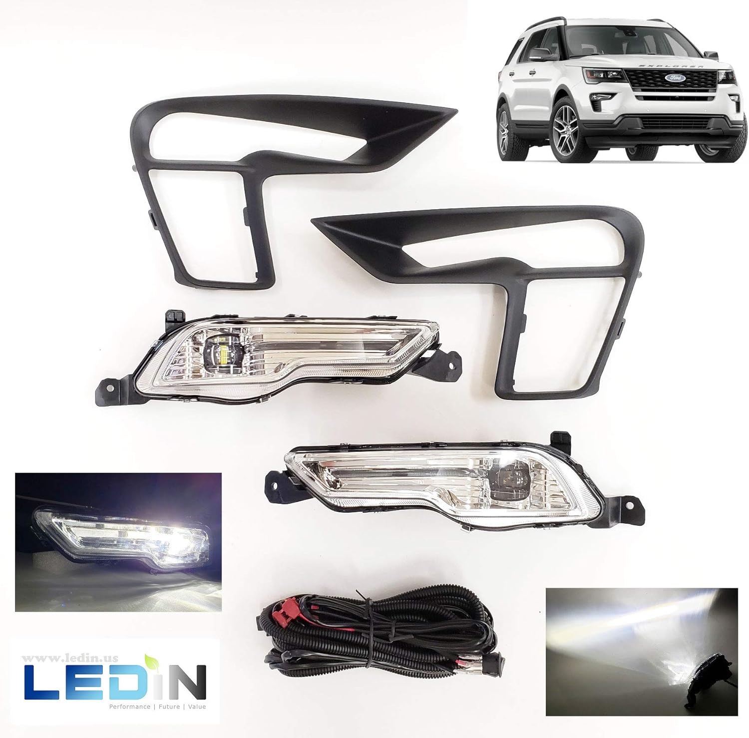LEDIN Built-in LED Fog Lights for 2018-2019 Ford Explorer (OE Style ...