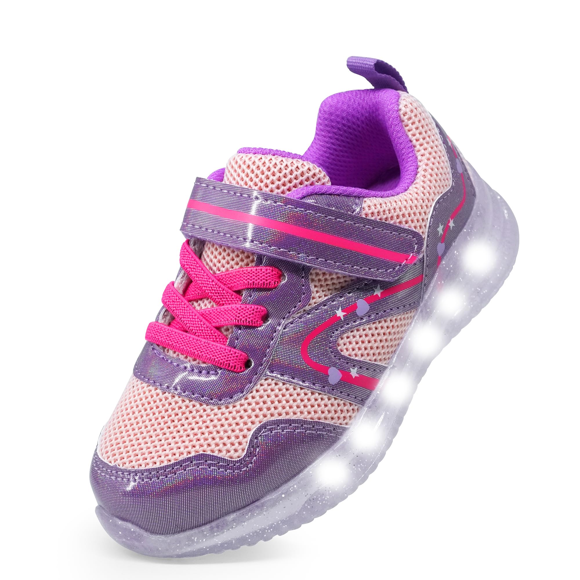 SKYWHEEL Pink Light Up Shoes for Girls Toddler Purple Tennis Hook and ...