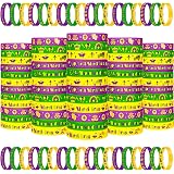 Amazon.com: Yaomiao 48 Pcs Mardi Gras Party Favors Silicone Bracelets ...