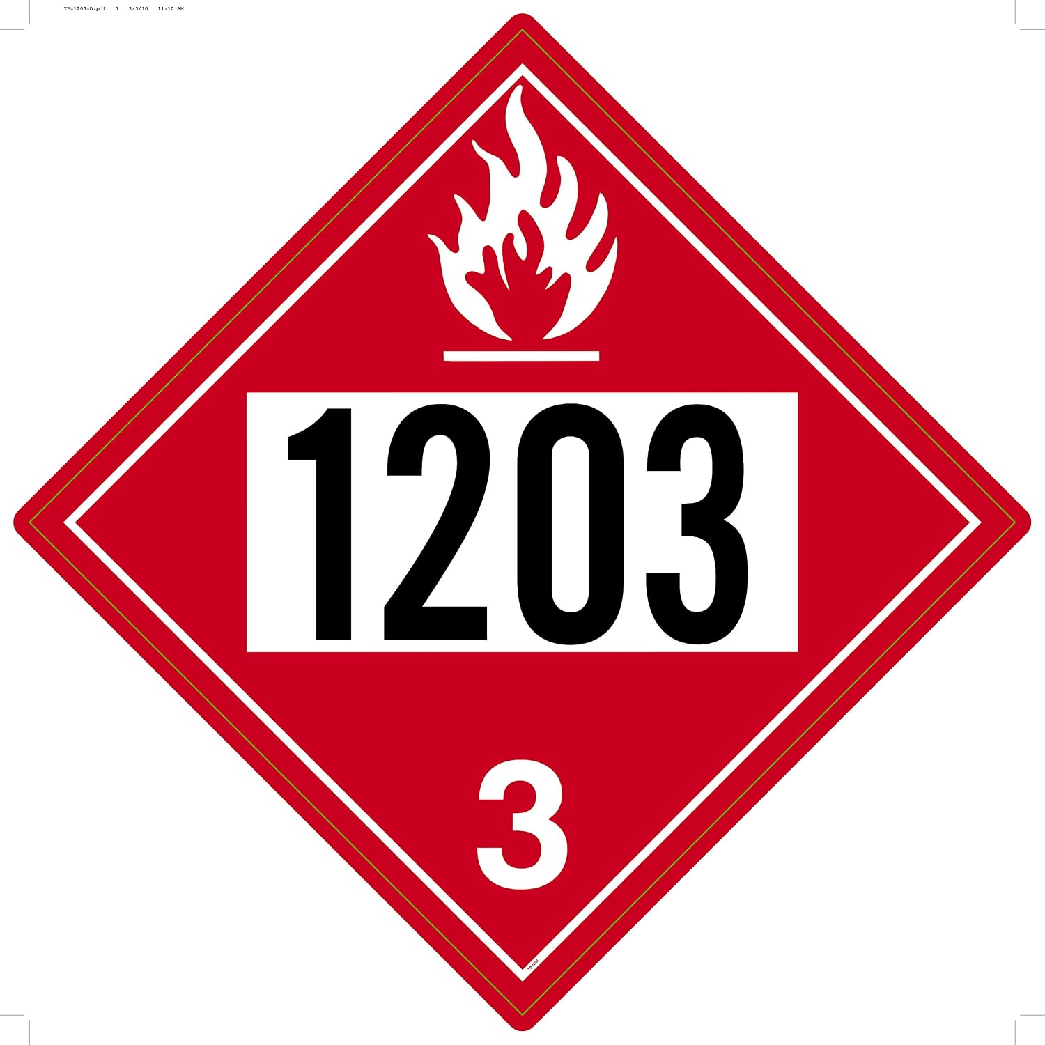 Aluminum Truck Placard Single Sided Gasoline 1203 10 75 X 10 75 Aluminum Truck Placard Single Sided Gasoline 1203 10 75 X 10 75