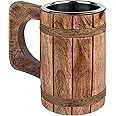 Amazon.com | GoCraft Wooden Beer Mug with 18oz Stainless Steel Cup ...