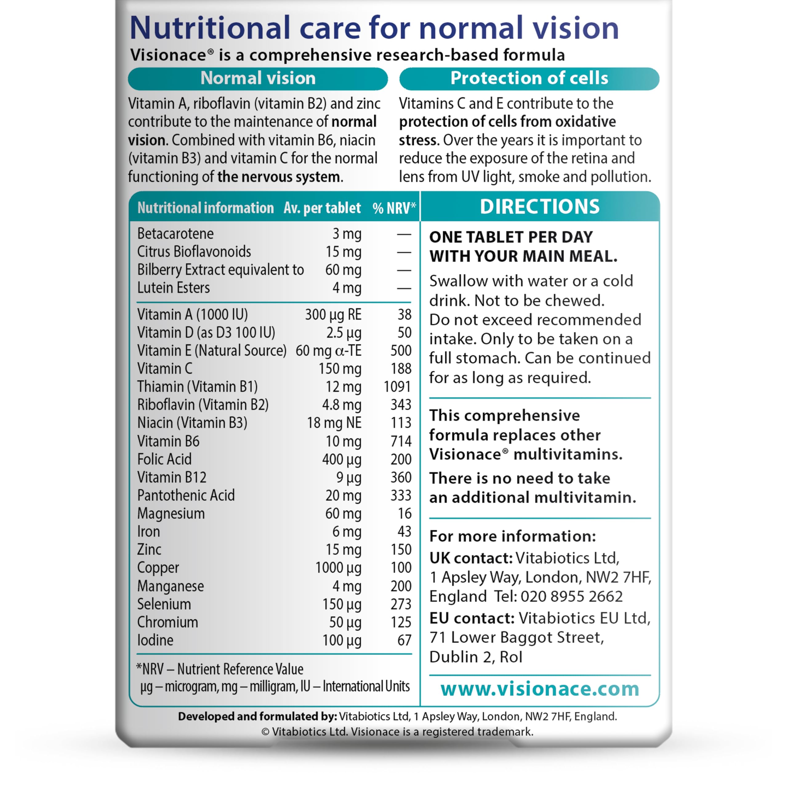 Mua Vitabiotics Visionace Original - Nutritional Multivitamin for ...