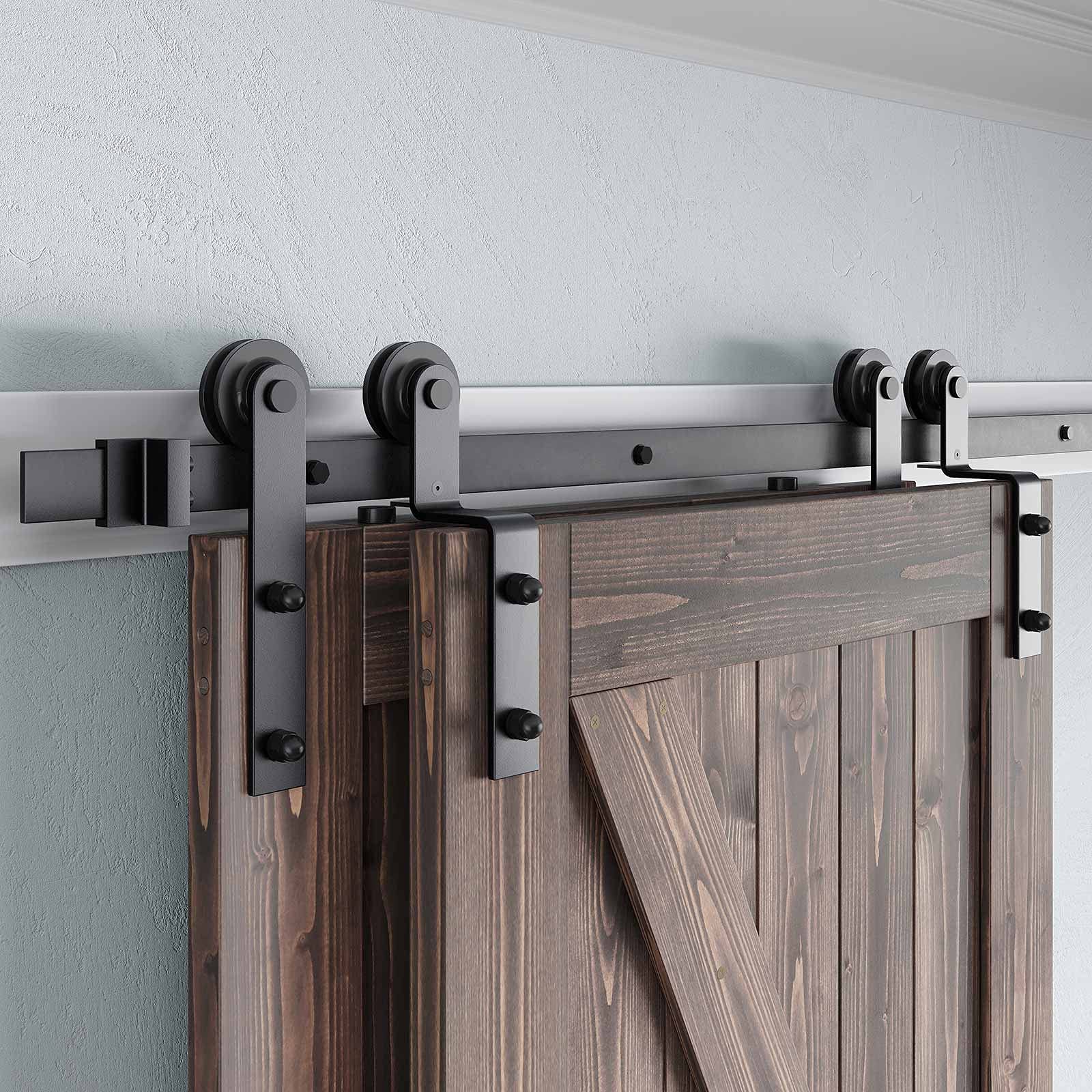 ROYMELO 8 FT Bypass Sliding Barn Door Hardware, Single Track Bypass Kit ...