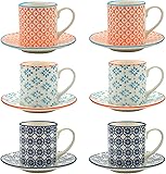 Nicola Spring Patterned Vintage Style Tea Cups, Cappuccino, Coffee - 3 ...