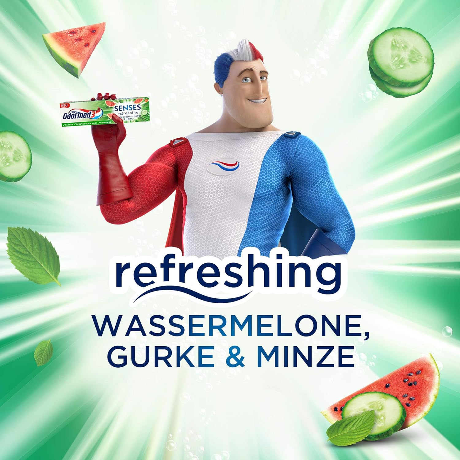 Odol-med 3 Senses Refreshing Watermelon, Cucumber & Mint Toothpaste, 75 ...