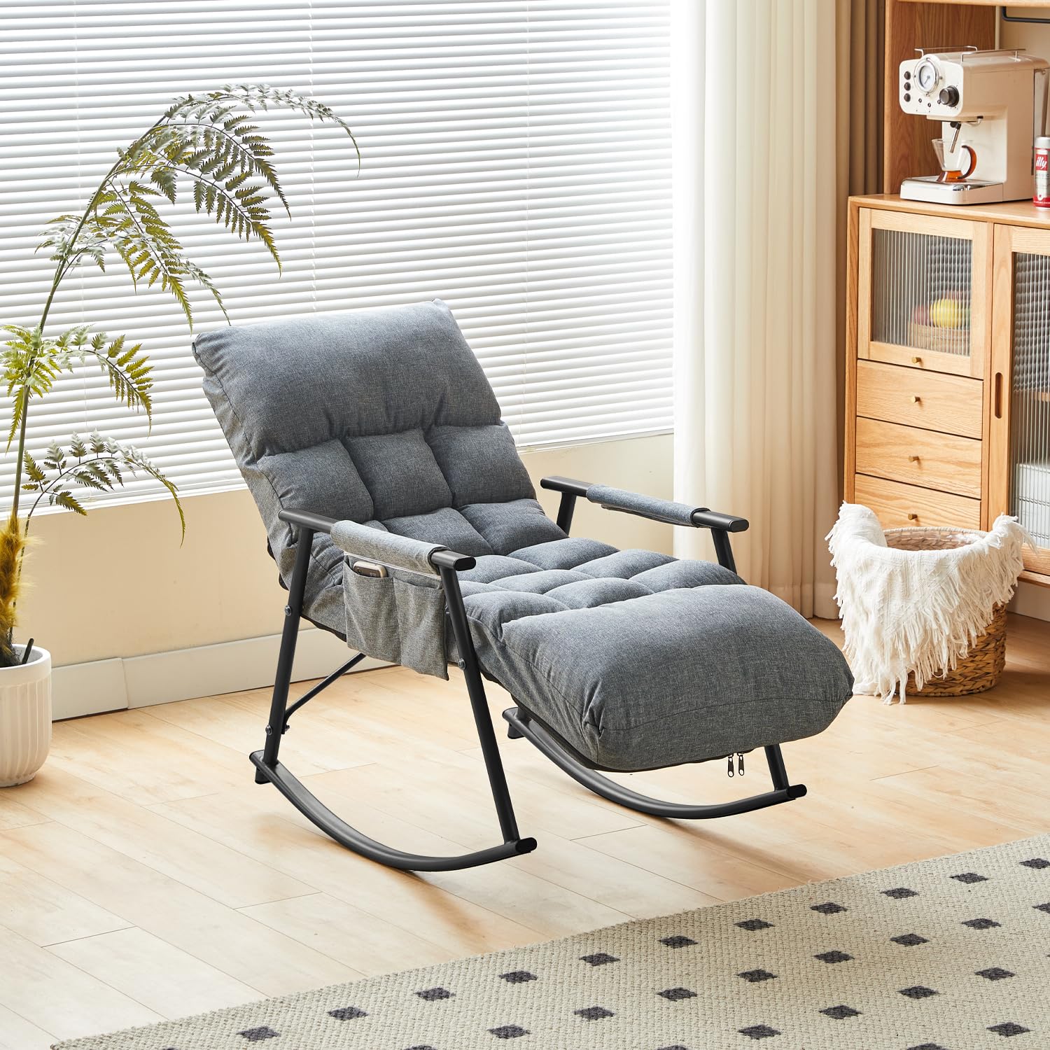 KAIHAOWIN Rocking Chair, Nursery Glider Chair with Adjustable High Back ...