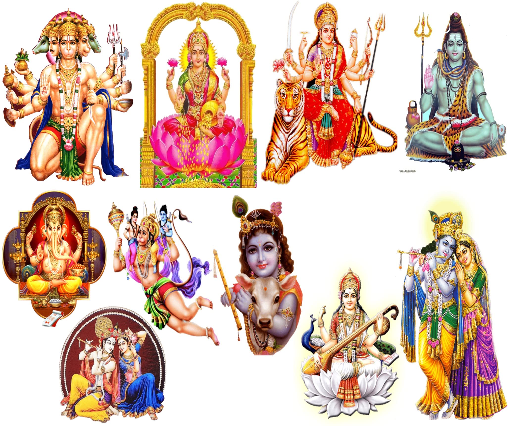 Mua Set of 10 Hindu Gods Sticker Decals of Size 3x5 inches for Wall ...
