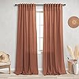 Amazon.com: Linen Rust Curtain Panels for Living Room 96 Inch Length ...