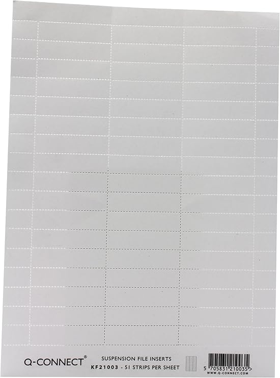 Q-Connect KF21003 Suspension File Label Insert White, single sheet of ...