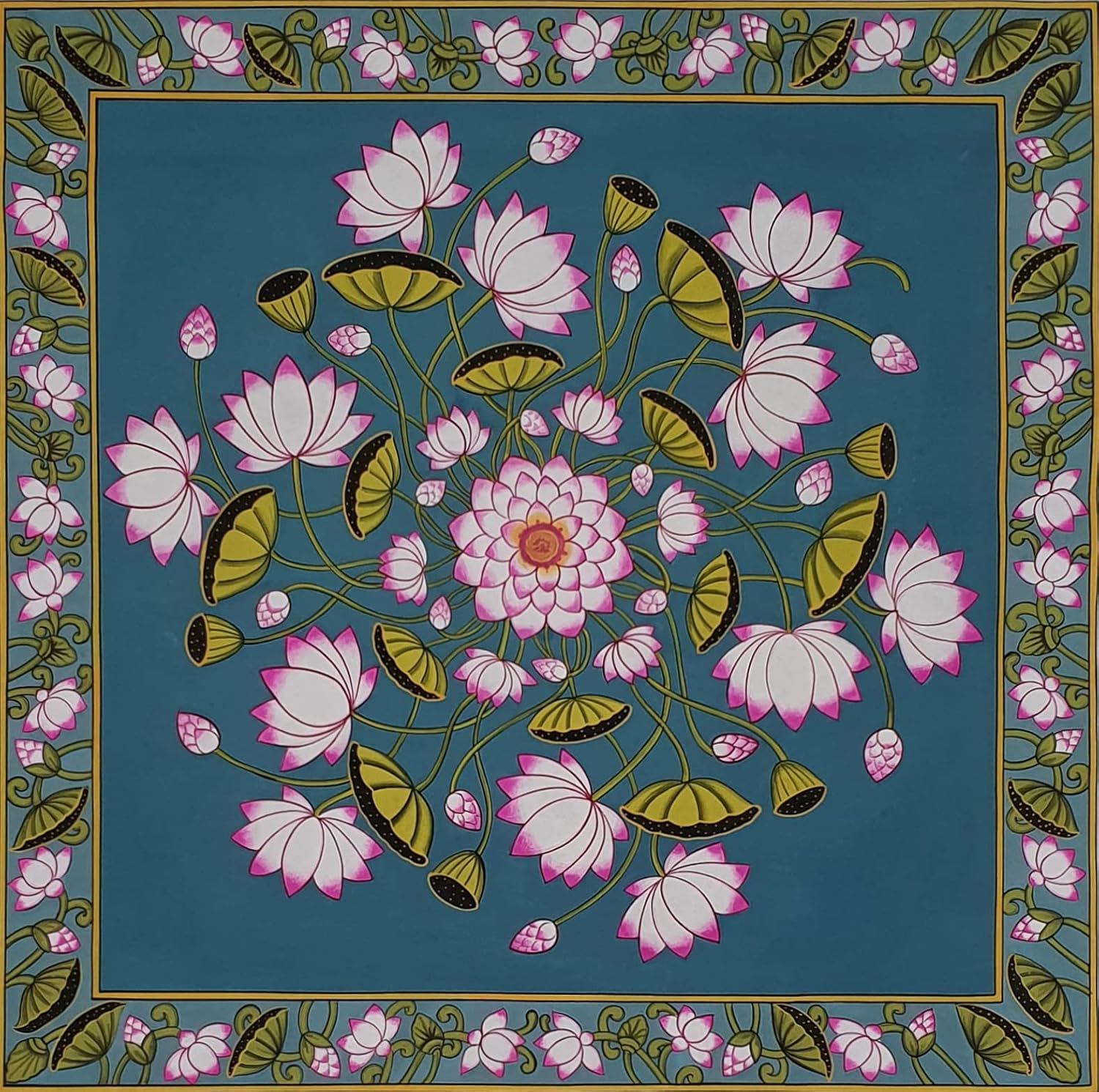 Buy Hanish Art - Lotus Decorative Pichwai - Hand Painted on Cloth ...