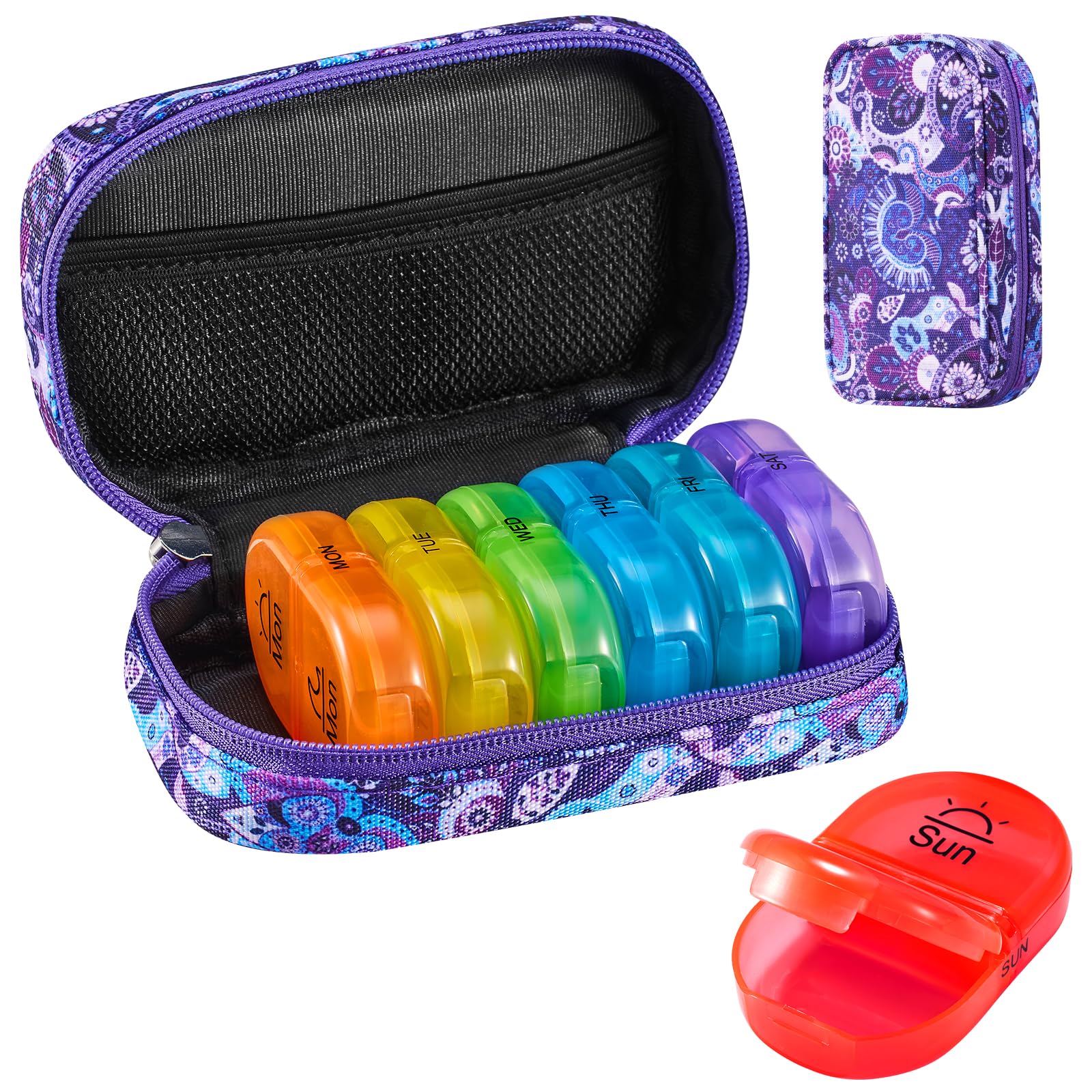 Serfeymi Weekly Travel Pill Organizer 2 Times A Day AM PM Upgraded ...
