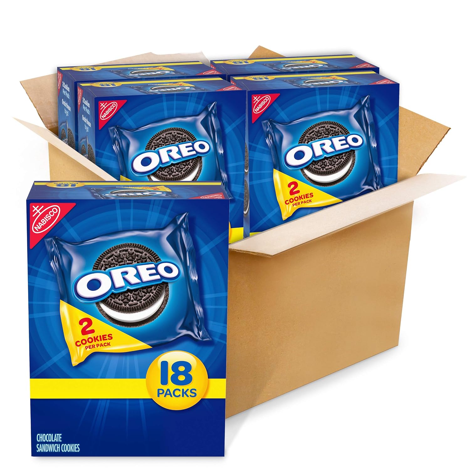 OREO Chocolate Sandwich Cookies, 72 Total Snack Packs, 4 Boxes (2 ...