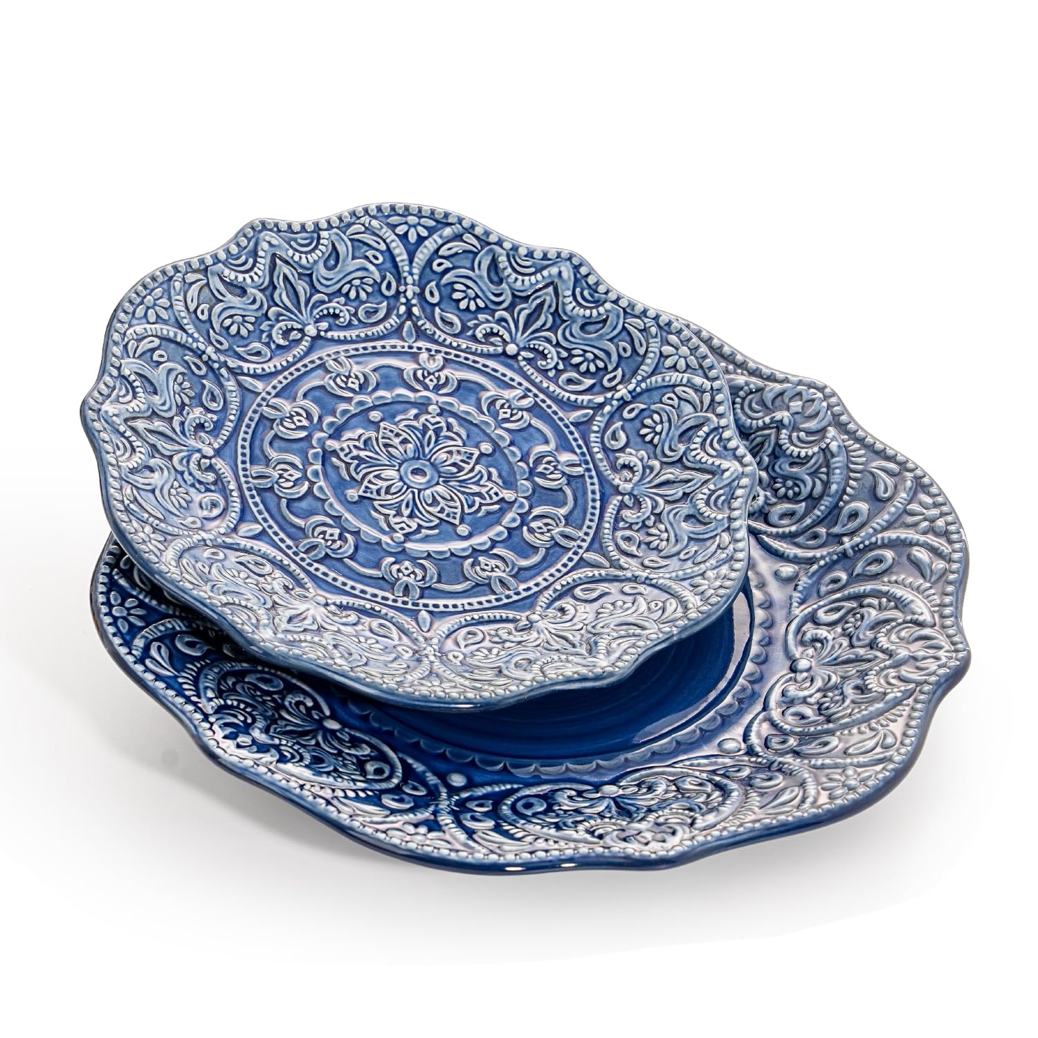 Sungmor Embossed Stoneware Fine Dining Dinnerware, Antique Baroque ...