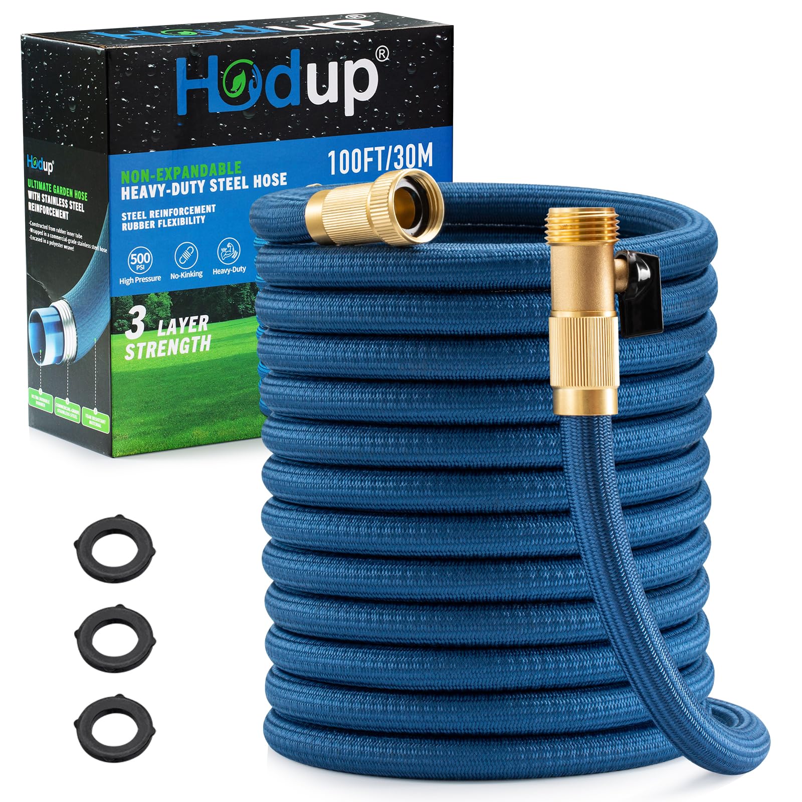 Garden Hose 100 FT, Premium Metal Stainless Steel Heavy Duty Kink-free ...