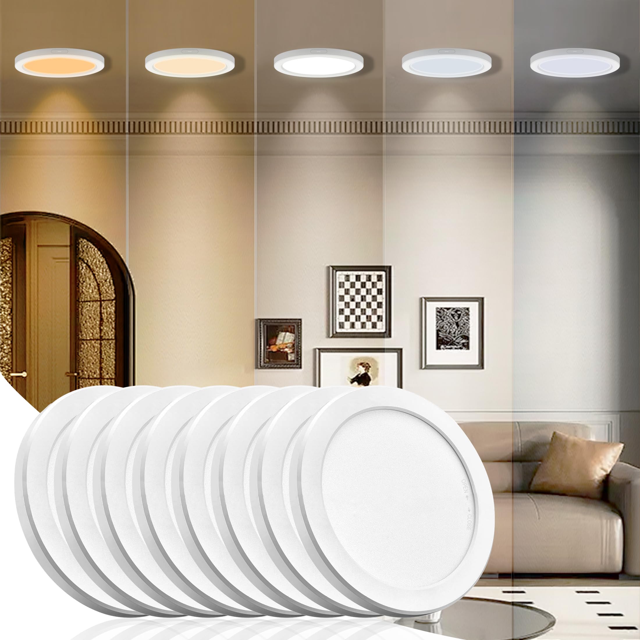 NOVELUX 8 Pack 7 inch Small LED Flush Mount Ceiling Light 5CCT Dimmable ...