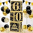 Amazon.com: 60th Birthday Decorations Boxes for Men- 3PCS Black Gold Happy 60th Birthday ...