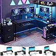 Amazon.com: UPOSOJA L Shaped Gaming Desk with Keyboard Tray, Reversible ...