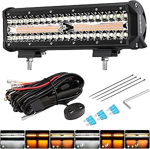 Amazon.com: EverBrite 12 Inch 300W Led Light Bar, Spot Flood White Amber Strobe 6 Modes with ...