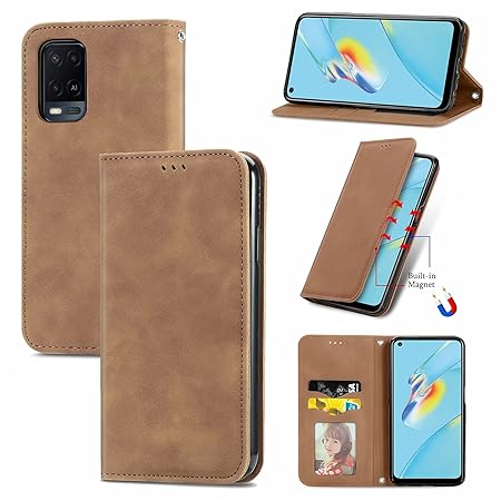 Cell Phone Cases for Oppo A54 4G Retro Skin Feel Business Magnetic ...