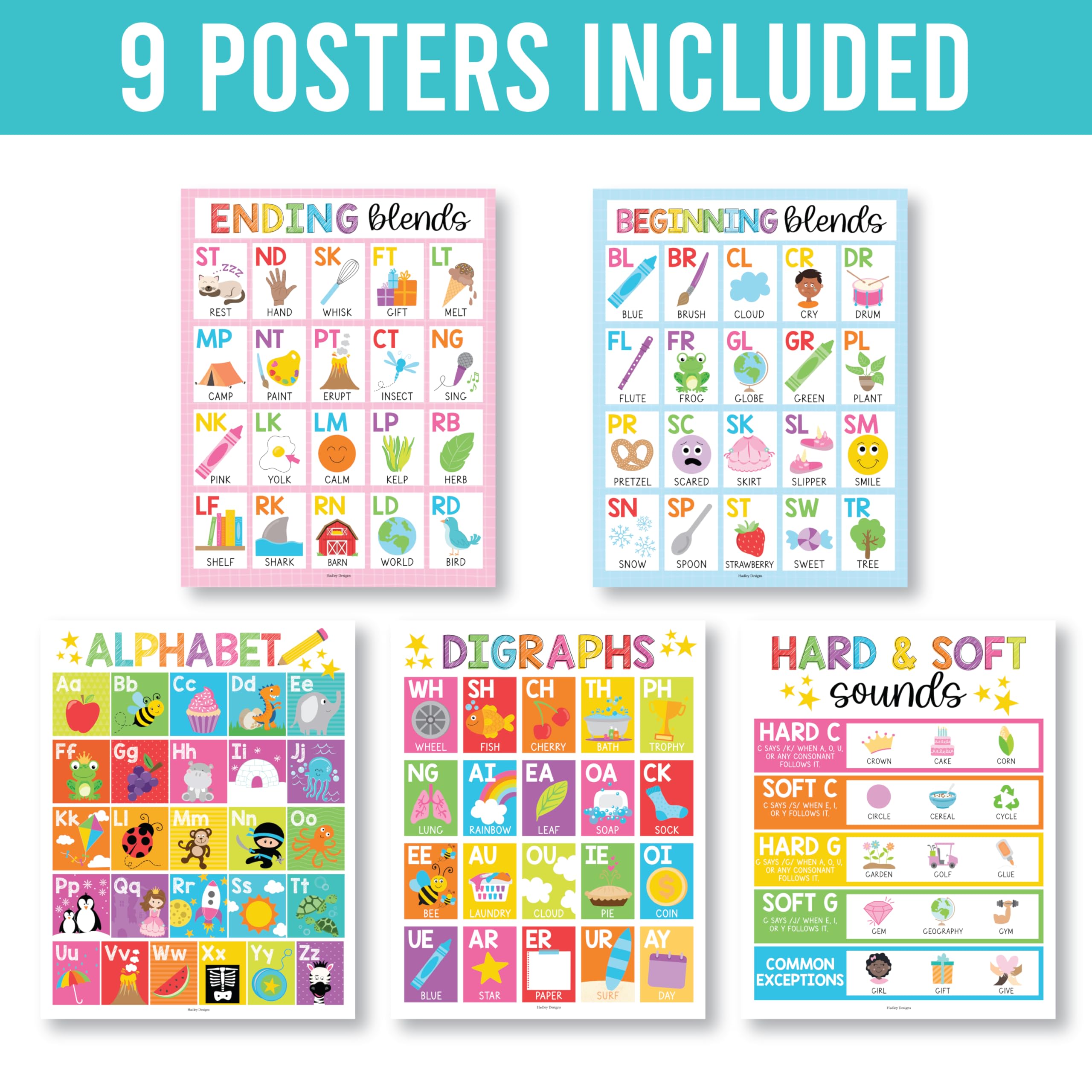 Mua 9 Colorful Sound Wall Classroom Phonics Posters For Classroom Wall ...