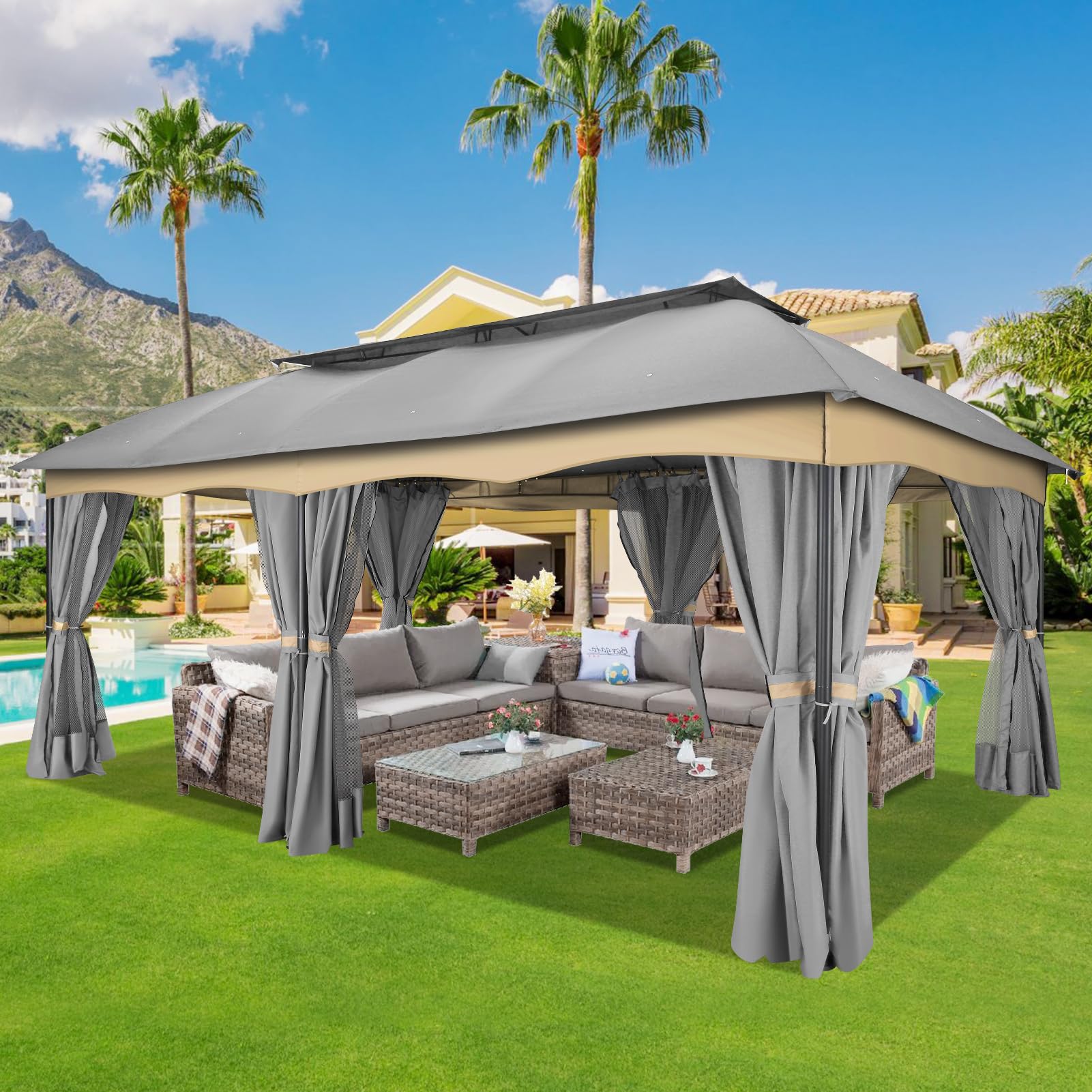 HOTEEL Gazebo 12x20, Outdoor Gazebo on Clearance with Double Ventilated ...