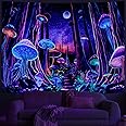 Amazon.com: Blacklight Mushroom Tapestry - Fantasy Neon Forest Tree UV ...