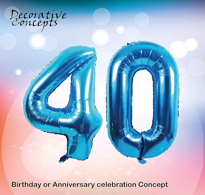 DecorativeConceptsUK 40TH BIRTHDAY NUMBER BALLOONS - 40" INCH BALLOONS ...