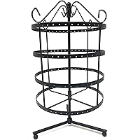 Amazon.com: 4 Tiers Black Rotating 92 Pairs Earring Holder ~Necklace ...