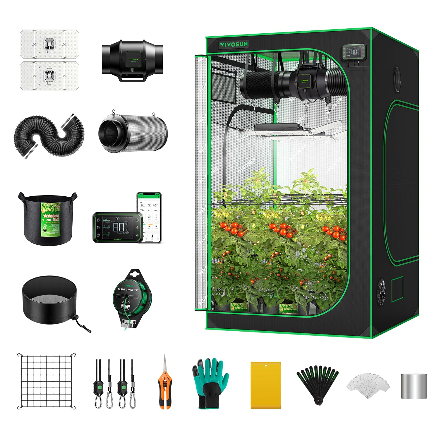 VIVOSUN GIY Smart Grow Tent System 4x4, WiFi-Integrated Grow Tent Kit ...