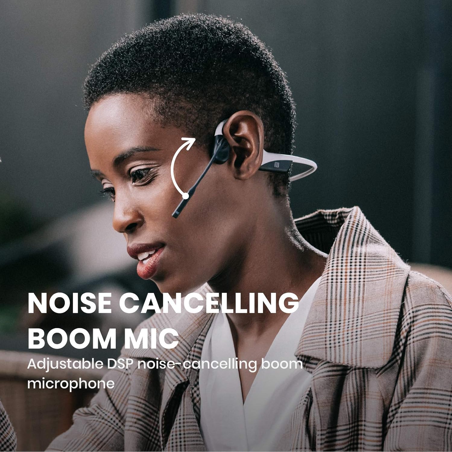 AfterShokz OpenComm Stereo Wireless Headset with Noise-Canceling Boom ...