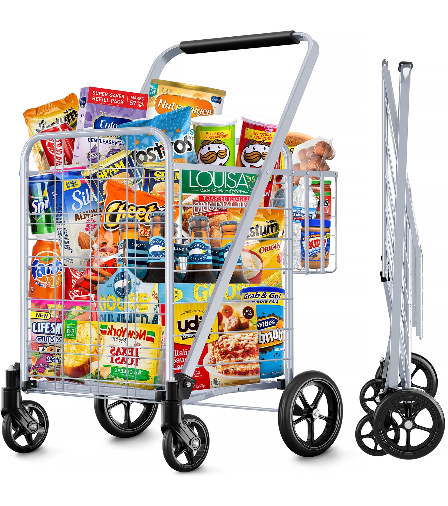 Mua Shopping Cart, Jumbo Double Basket Grocery Cart 350 lbs Capacity ...