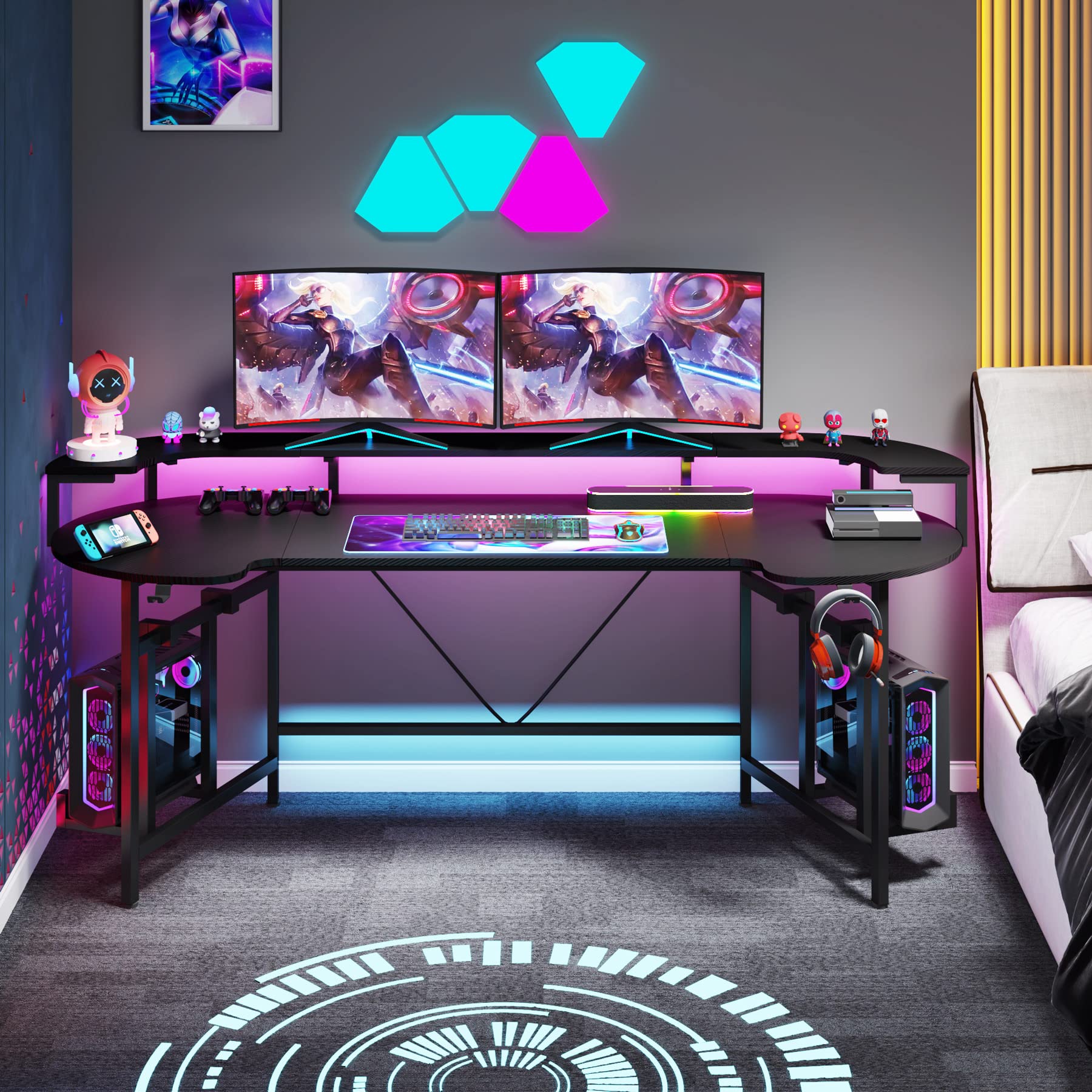 Mua Tribesigns 75 Inch Gaming Desk with Monitor Shelf, Large PC ...