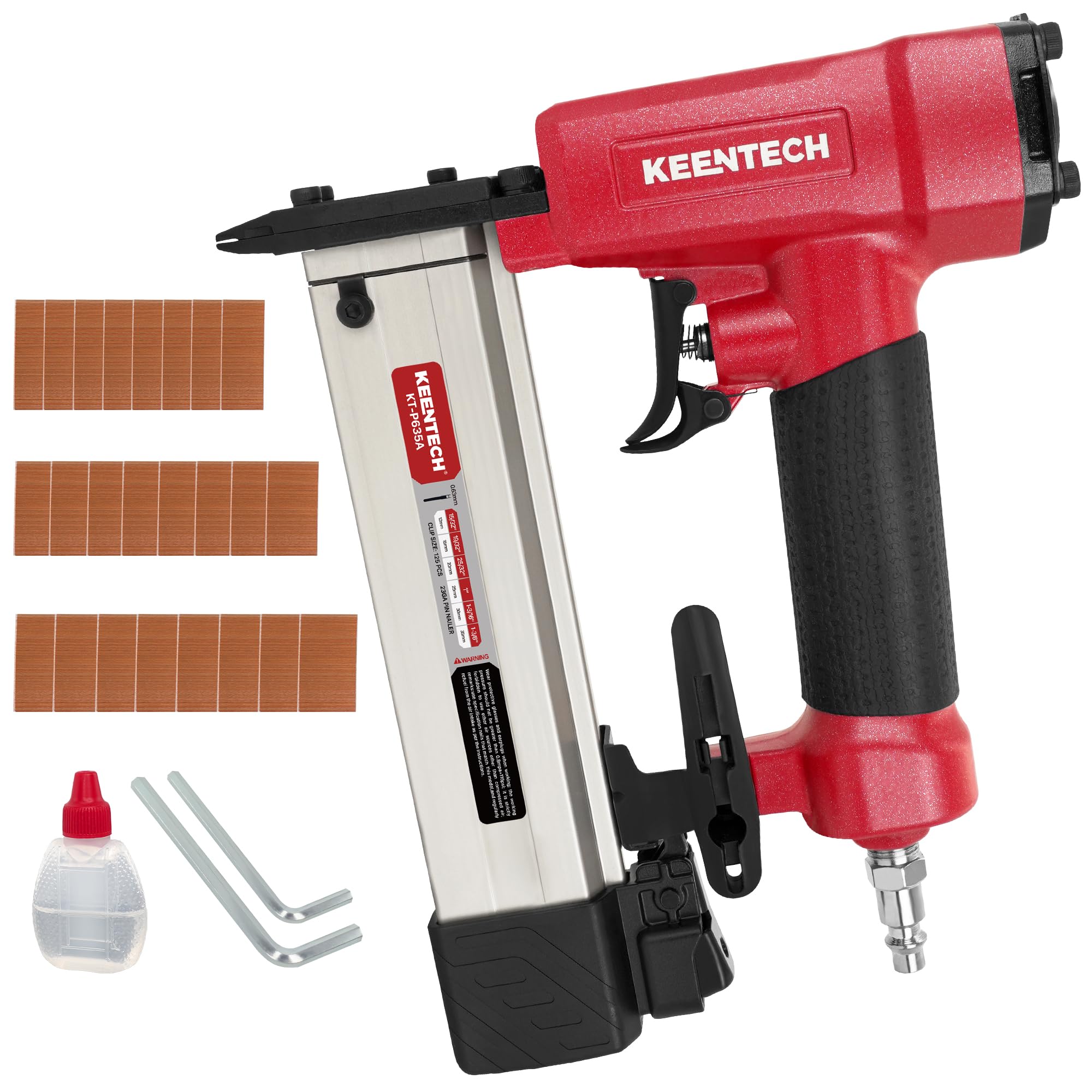 KEENTECH Pneumatic Pin Nailer 23 Gauge, Pin Nail Gun with 2160pcs 1/2 ...