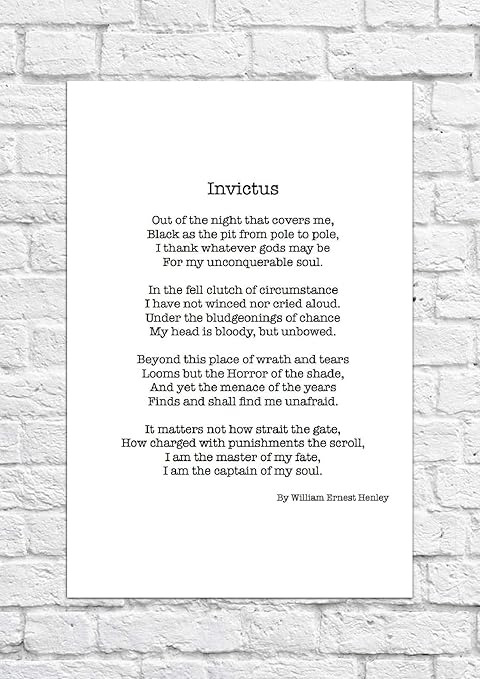 Invictus by William Ernest Henley - Inspiring Poem - Unframed Print ...