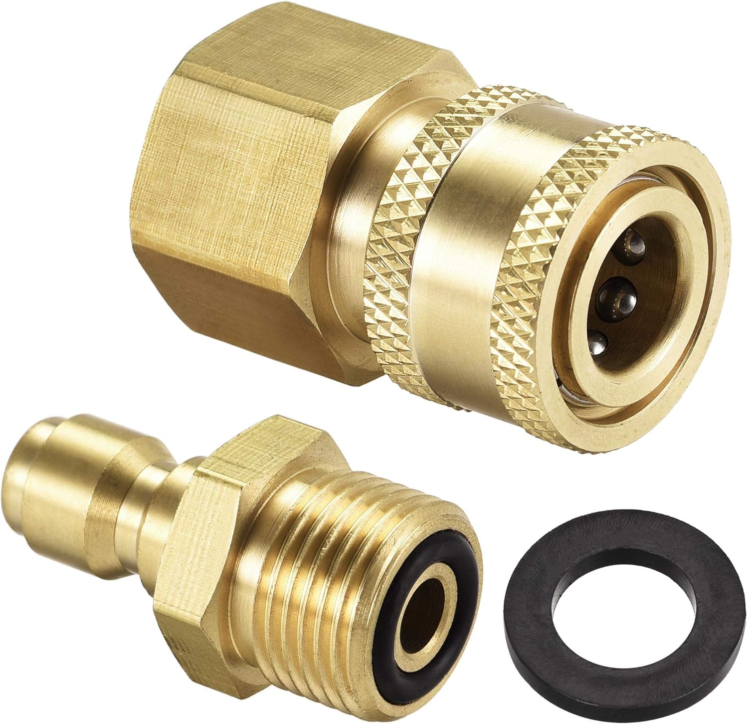 sourcing map Garden Hose Brass Quick Connect Set Fittings M18x1.5 Male ...