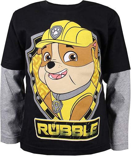 Paw Patrol Boy's Rubble Shield Long Sleeve Top : Amazon.co.uk: Clothing