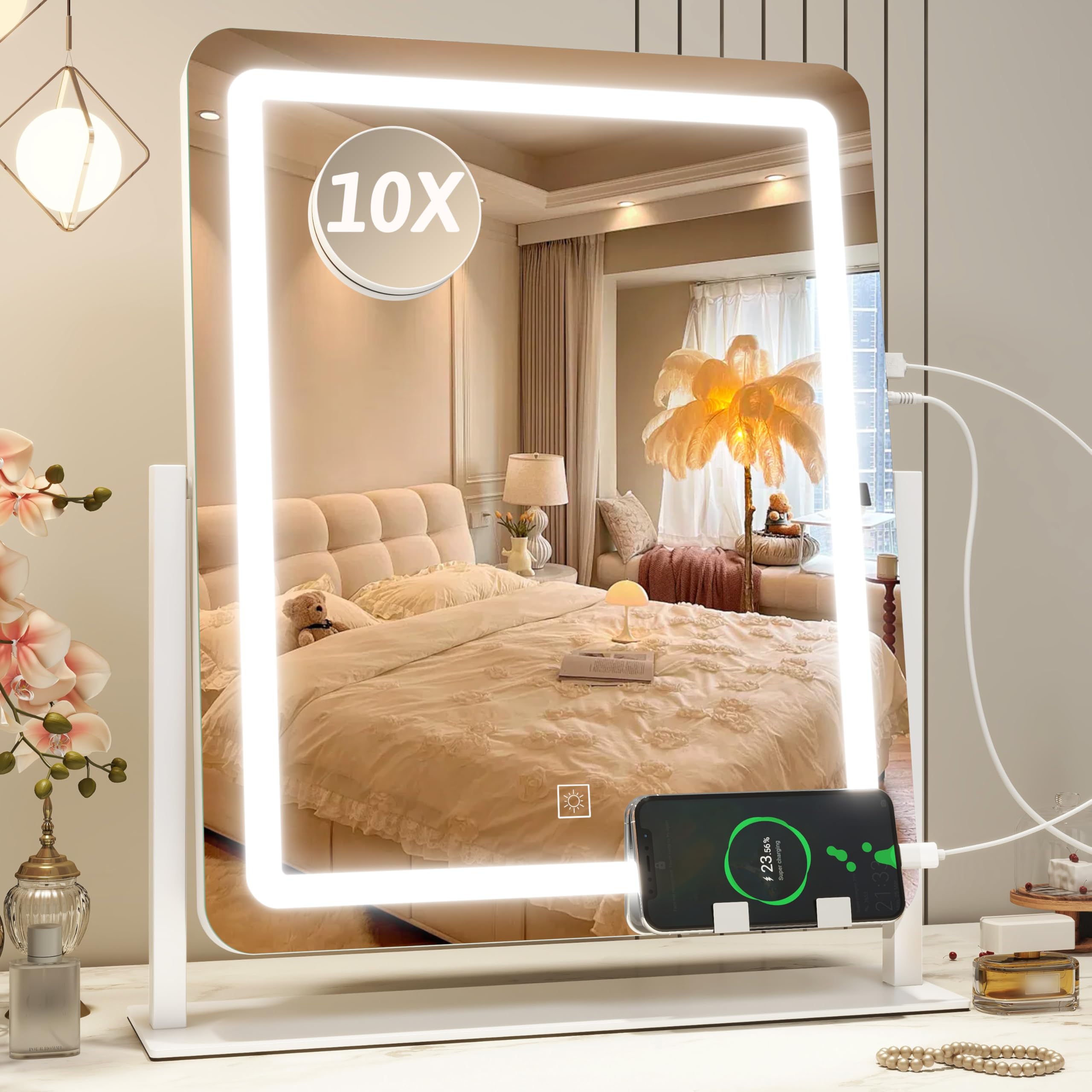 ROLOVE Vanity Mirror with Lights, 22"x18" LED Makeup Mirror, Large ...