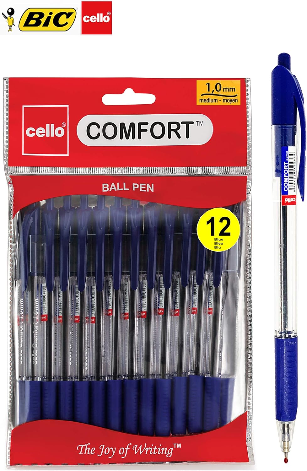 BIC Cello Extra Comfort Grip Ballpoint Pens Medium Point Retractable ...