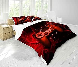 Amazon.com: Feelyou Red Gaming Comforter Set Twin Size Gamer Comforter Teens Boys Video Game ...