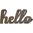 Amazon.com: Wood Hello Cutout Sign Made of Birch Plywood Stained Dark ...