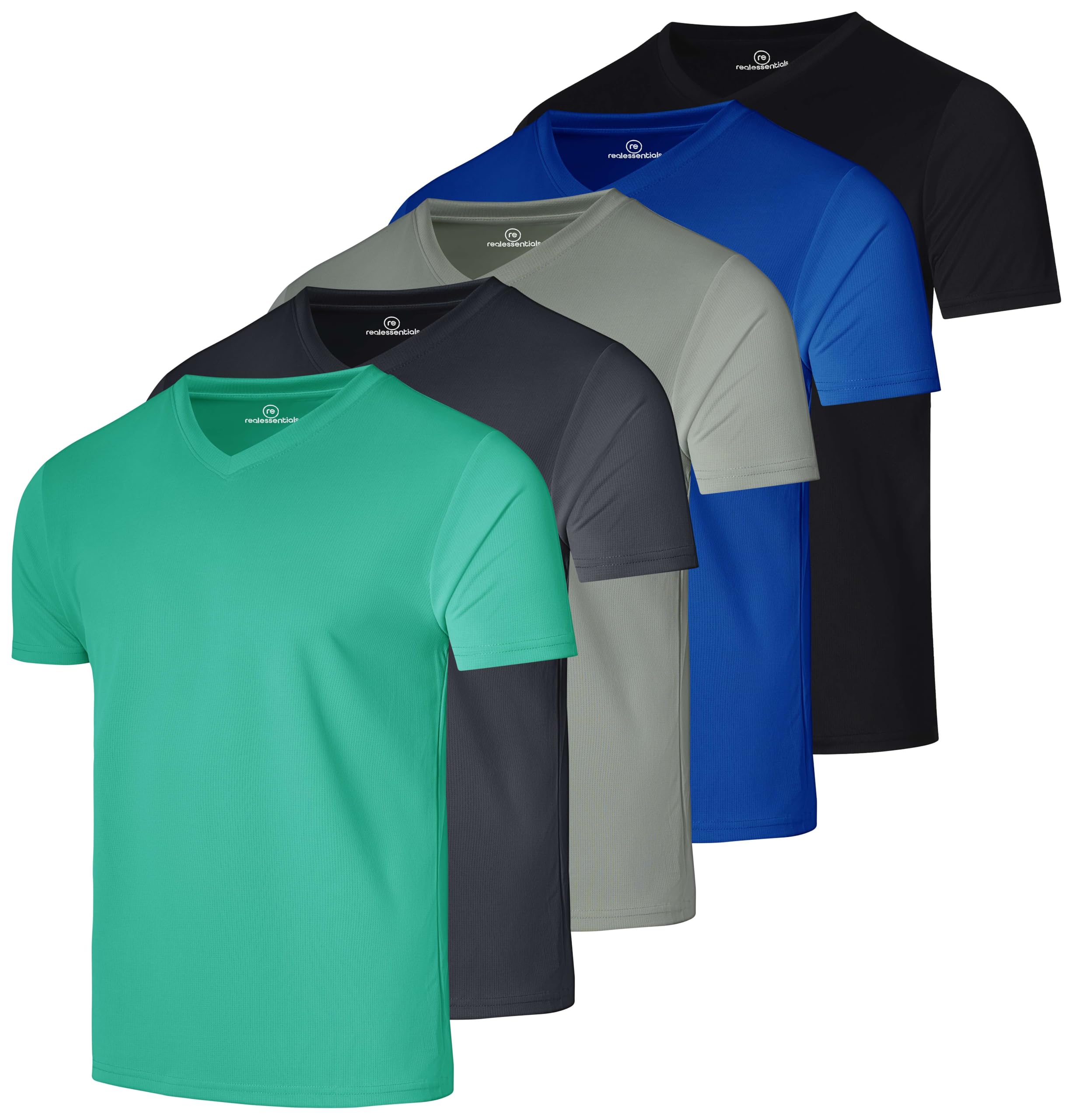 5 Pack: Men’s Big and Tall V Neck King Size Mesh Active T-Shirt ...
