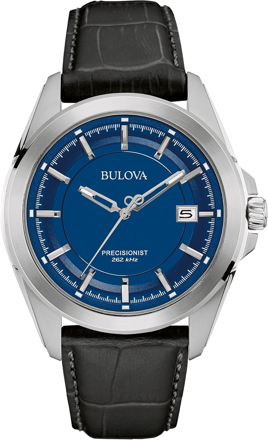 Bulova, reloj de cuarzo, acero inoxidable y piel negra, de vestir ...