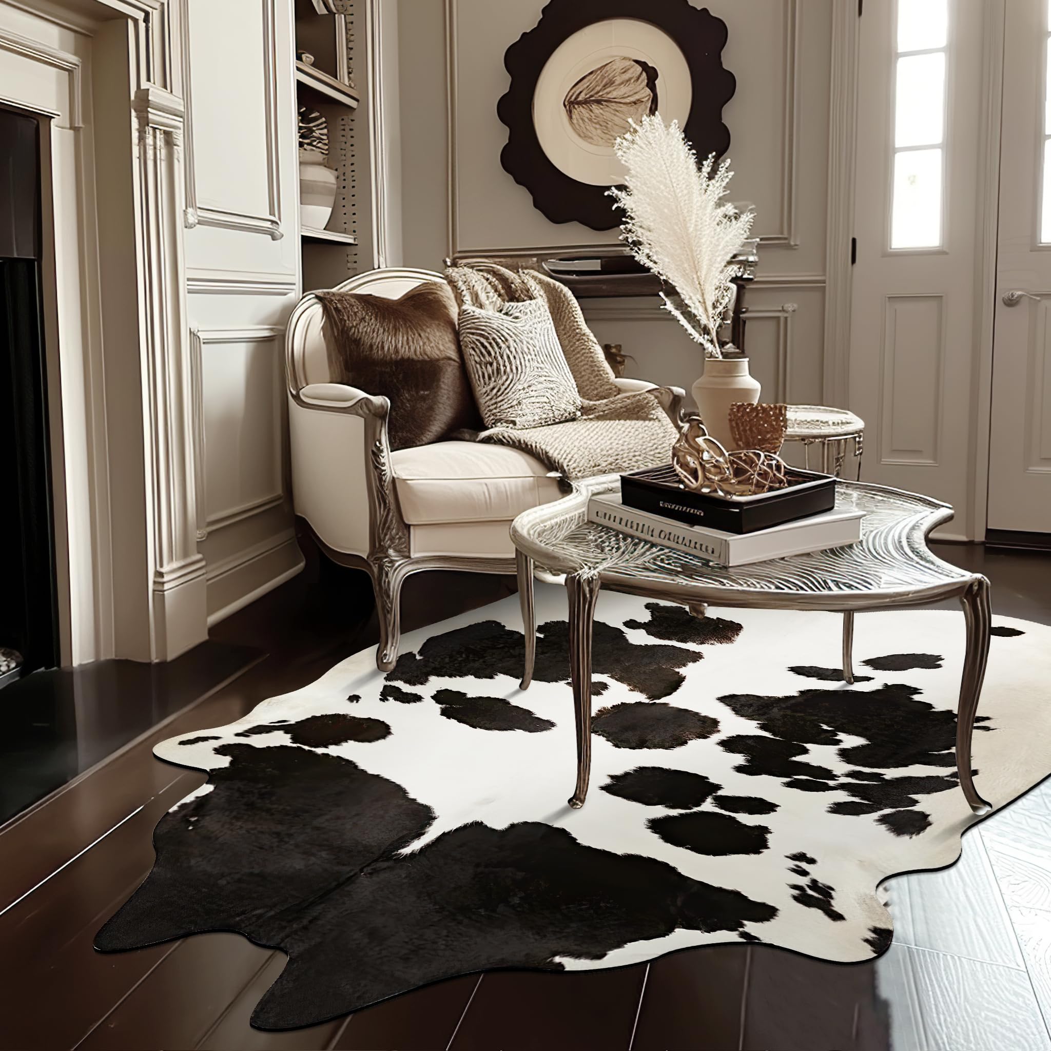 jinchan Faux Cowhide Rug Cow Print Rug Black and White Area Rug Cow ...