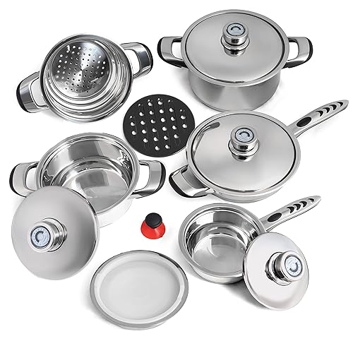 Chef's Secret 9-Ply Waterless Heavy Gauge Cookware Set, Durable ...