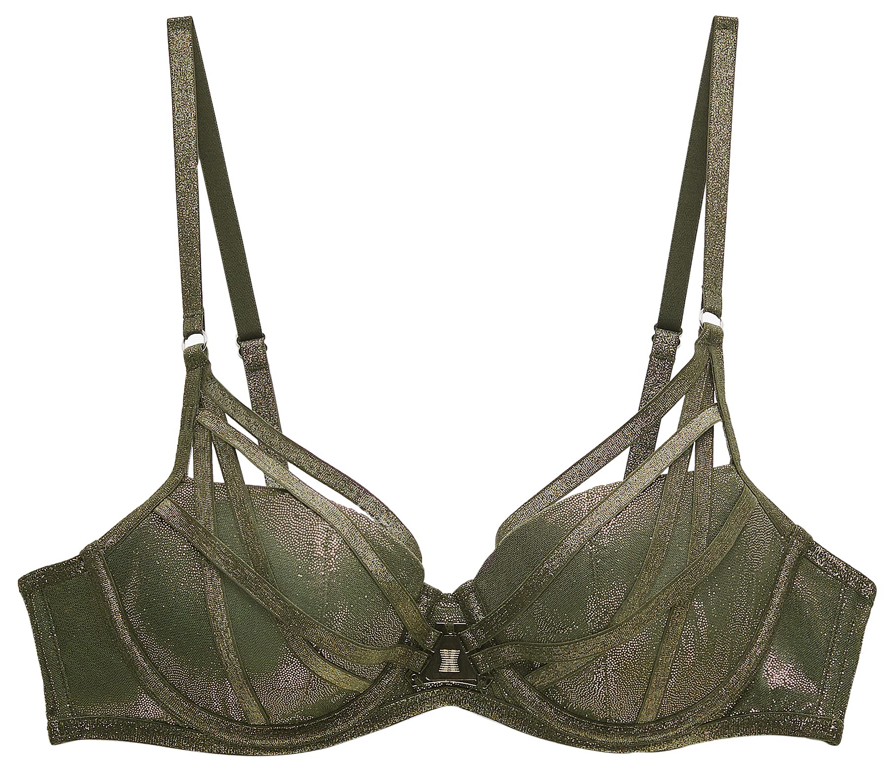 Savage X, Women's Going Platinum Mesh Caged Demi Bra, Deep Forest Green ...