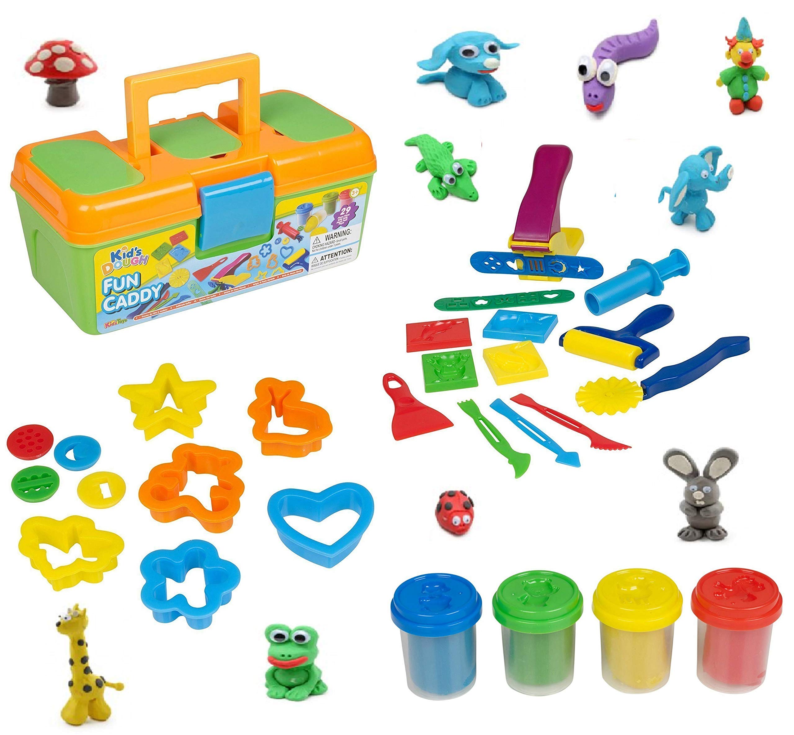 Buy 29 Pc Play Dough Set With Modelling Tool Carry Case Kids Shapes ...