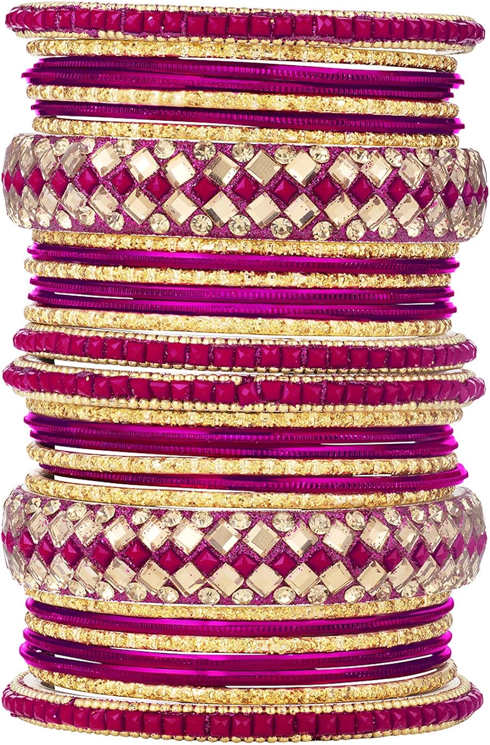 Buy Peora Gold Plated Rani Pink Metal Chura Chuda Bangle Set for Women ...
