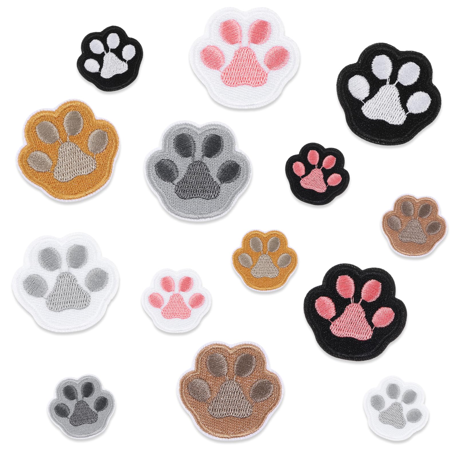 Ymapinc 14 Pcs Paw Print Patches Iron on Paw Print Embroidery Patches ...