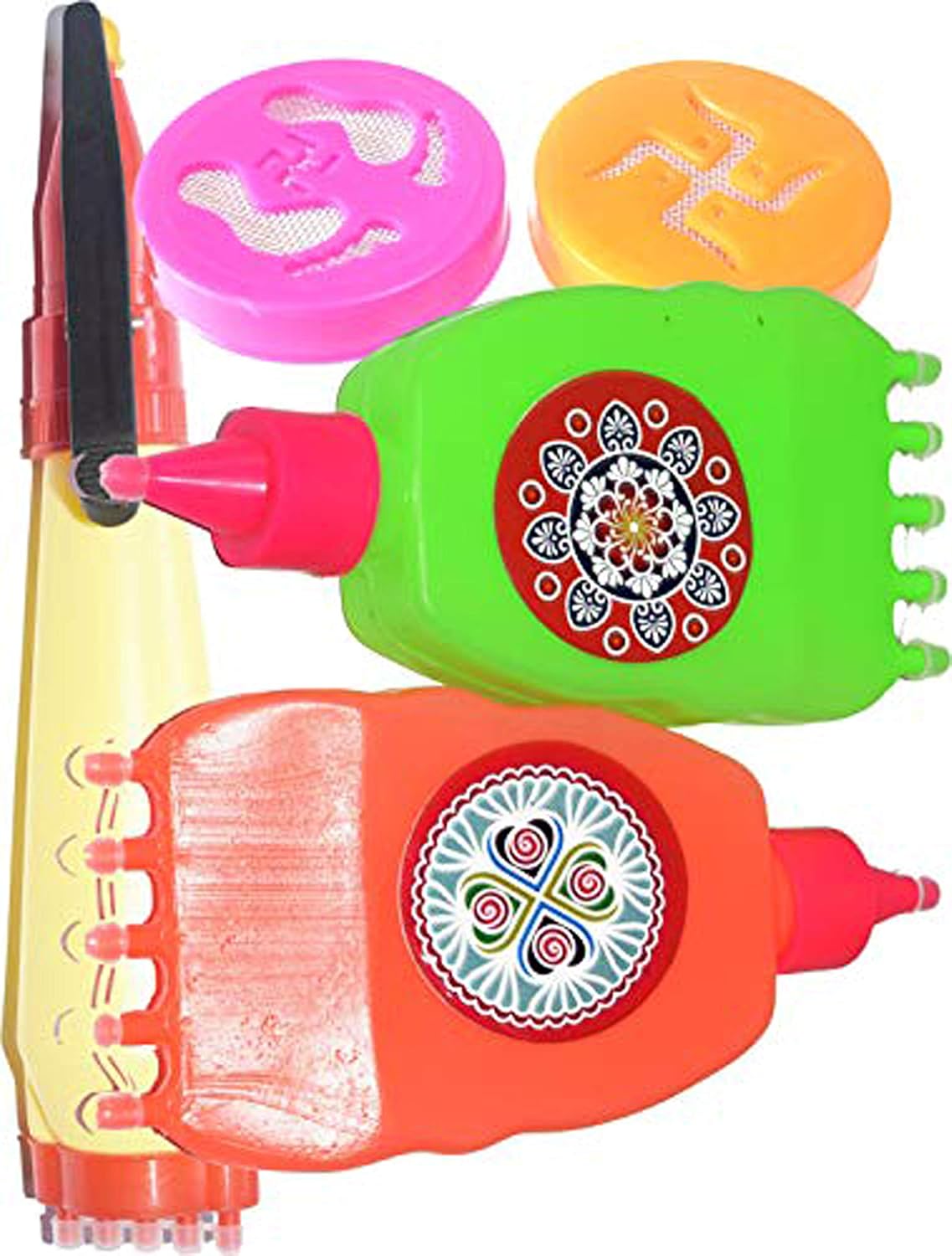 Buy oramsa Plastic Rangoli Kit of Two Patta Pen and one Rangoli Pen and ...
