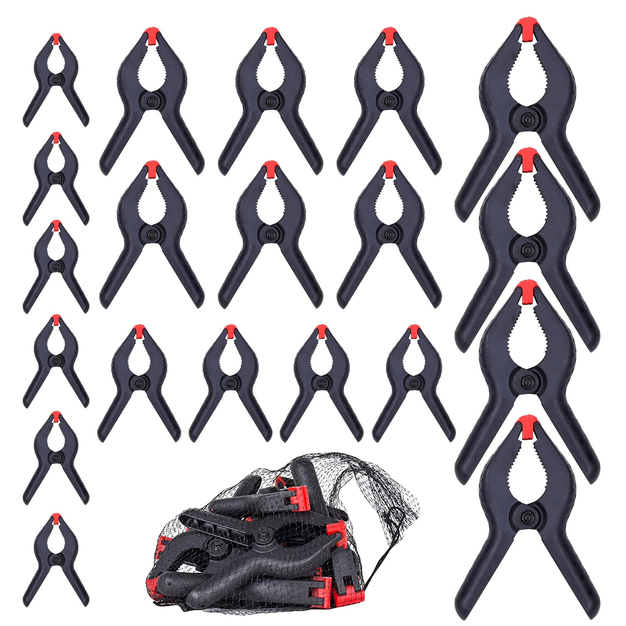 FASTPRO 20-PACK 4-Size Nylon Plastic Spring Clamps with String Bag ...